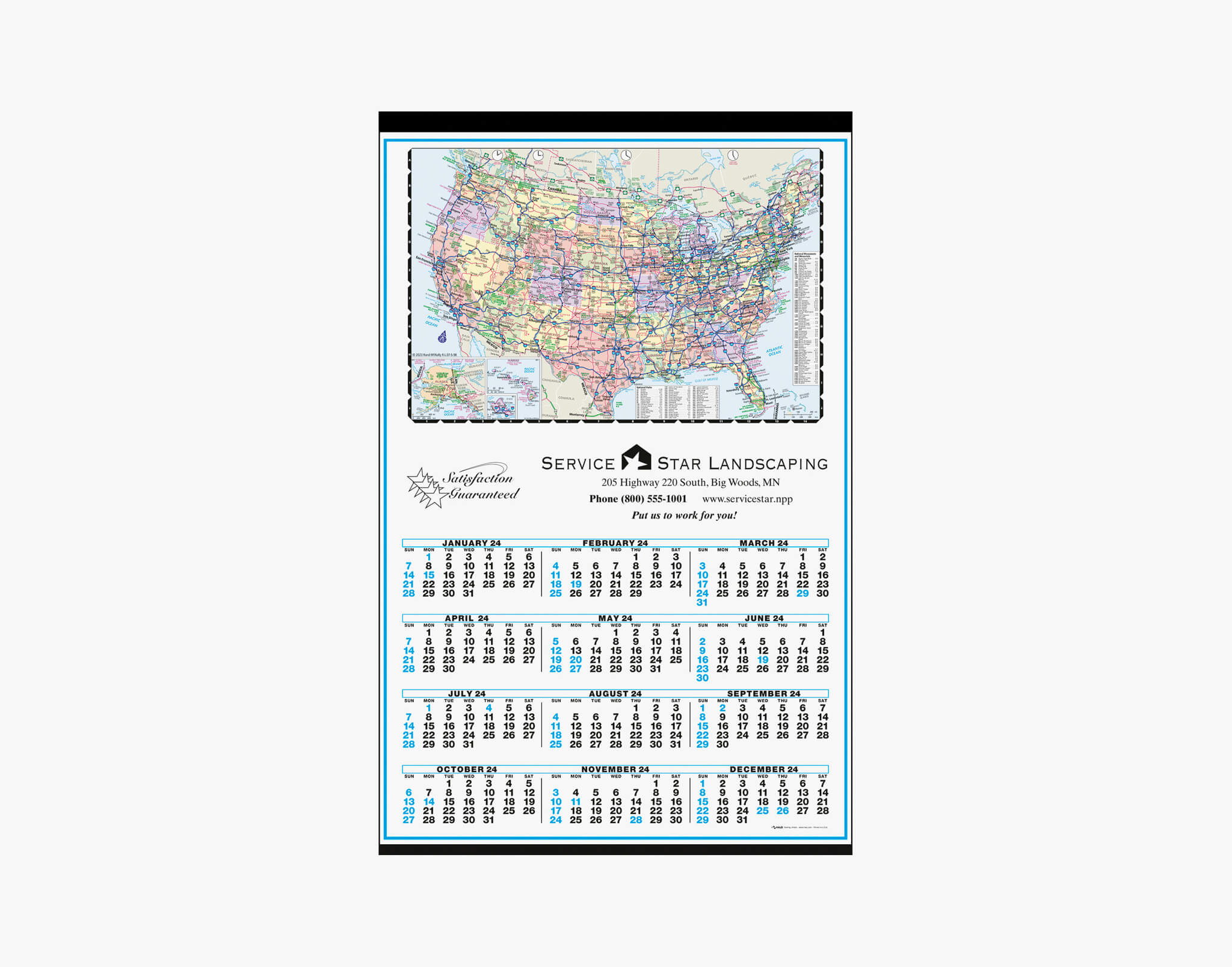 U.S. Map with Year-At-A-Glance Calendar | HALO Branded Solutions