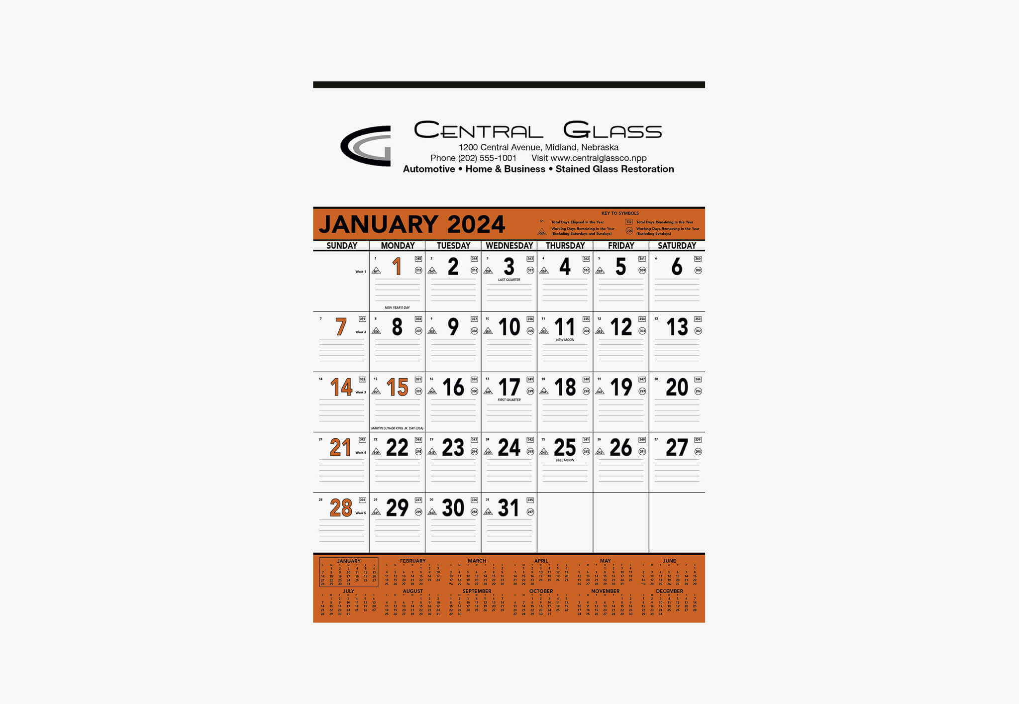 Orange Contractors Memo Calendar | HALO Branded Solutions
