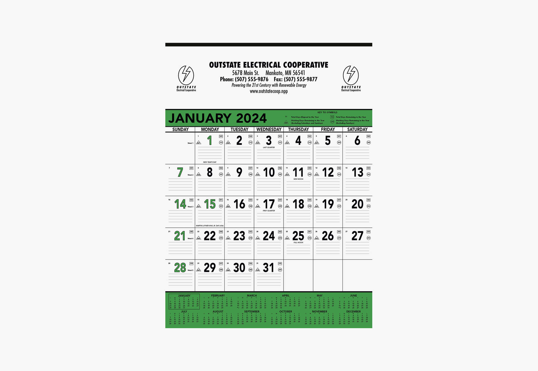 Green Contractors Memo Calendar | HALO Branded Solutions