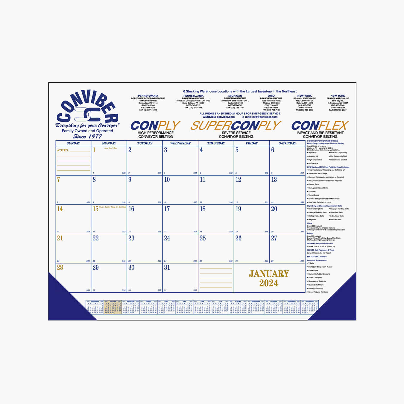 Blue/Gold Desk Pad Calendar | HALO Branded Solutions