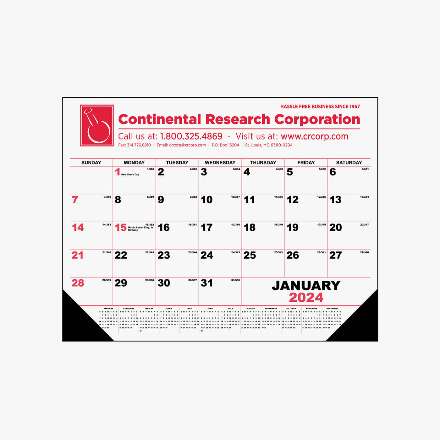 Black & Red Desk Pad Calendar with Leatherette Corners | HALO Branded ...