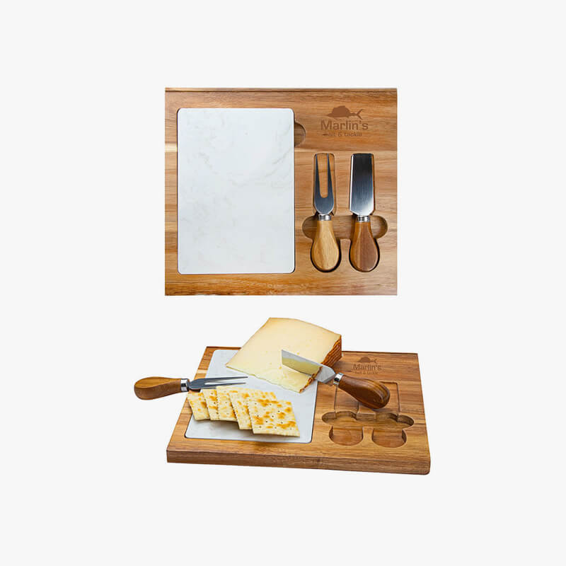 Carson 4-Piece Acacia Wood Cheese Set | HALO Branded Solutions