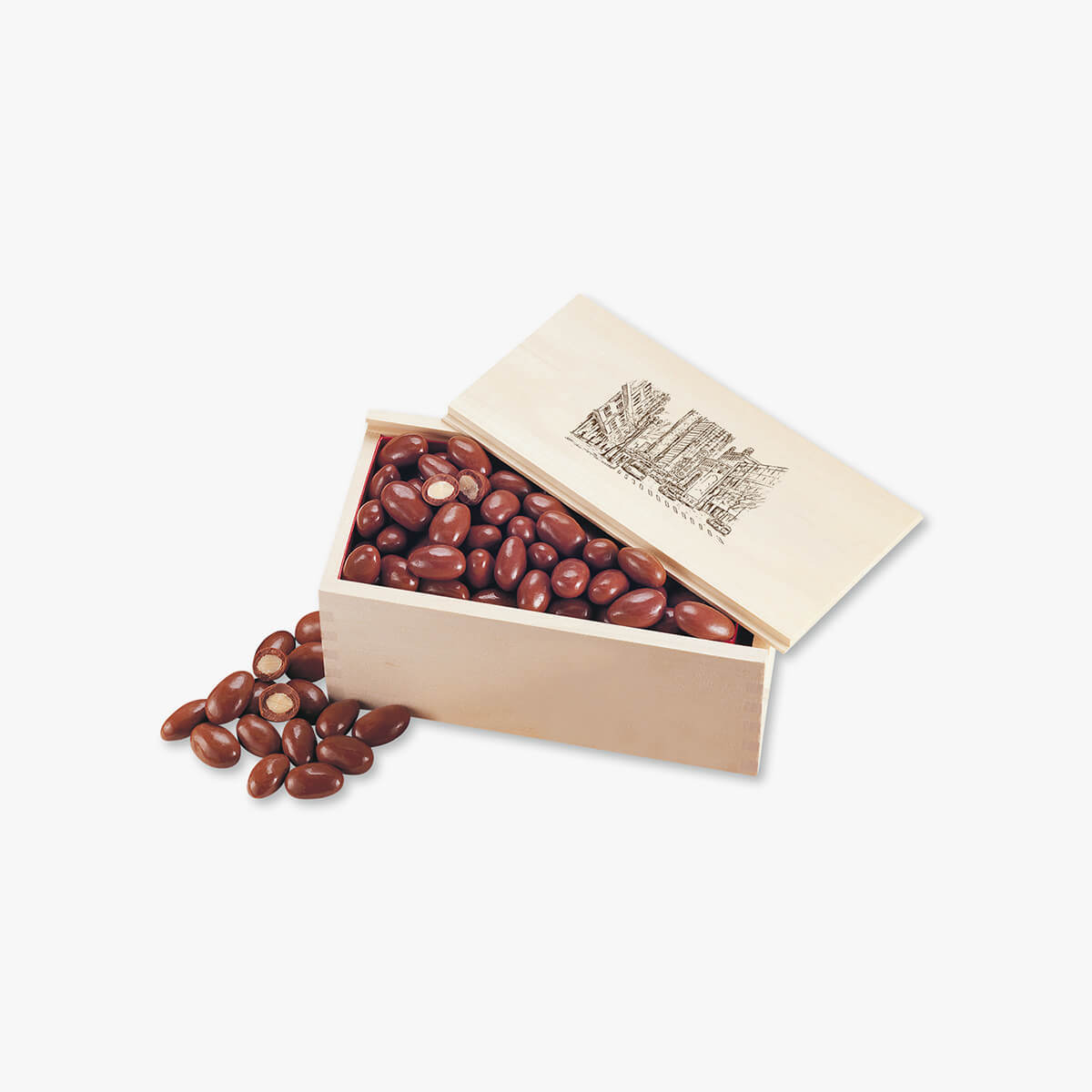 Wooden Collector's Box WithChocolate Covered Almonds | HALO Branded ...