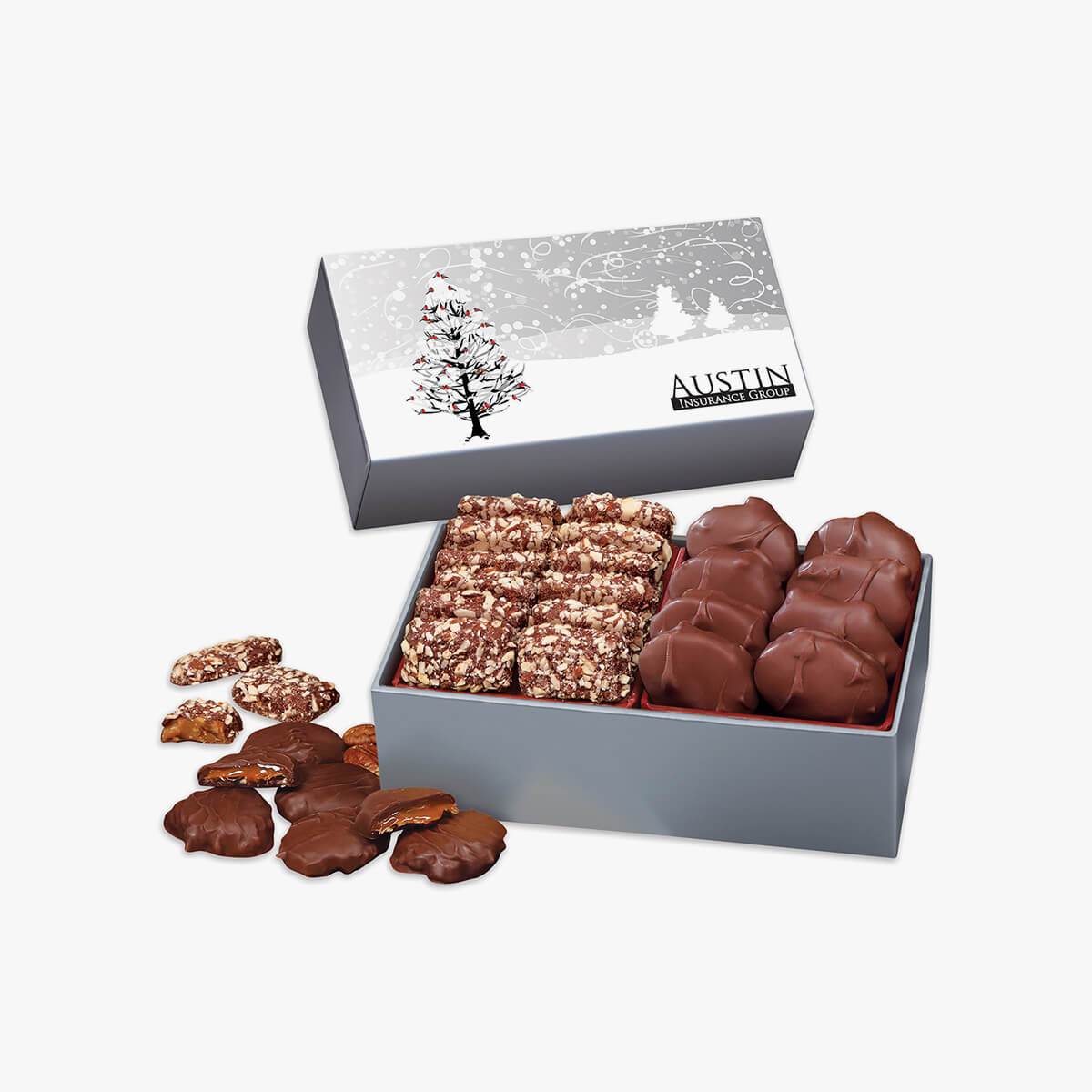 Cardinals in Tree Sleeve Gift Box WithToffee & Turtles | HALO Branded ...