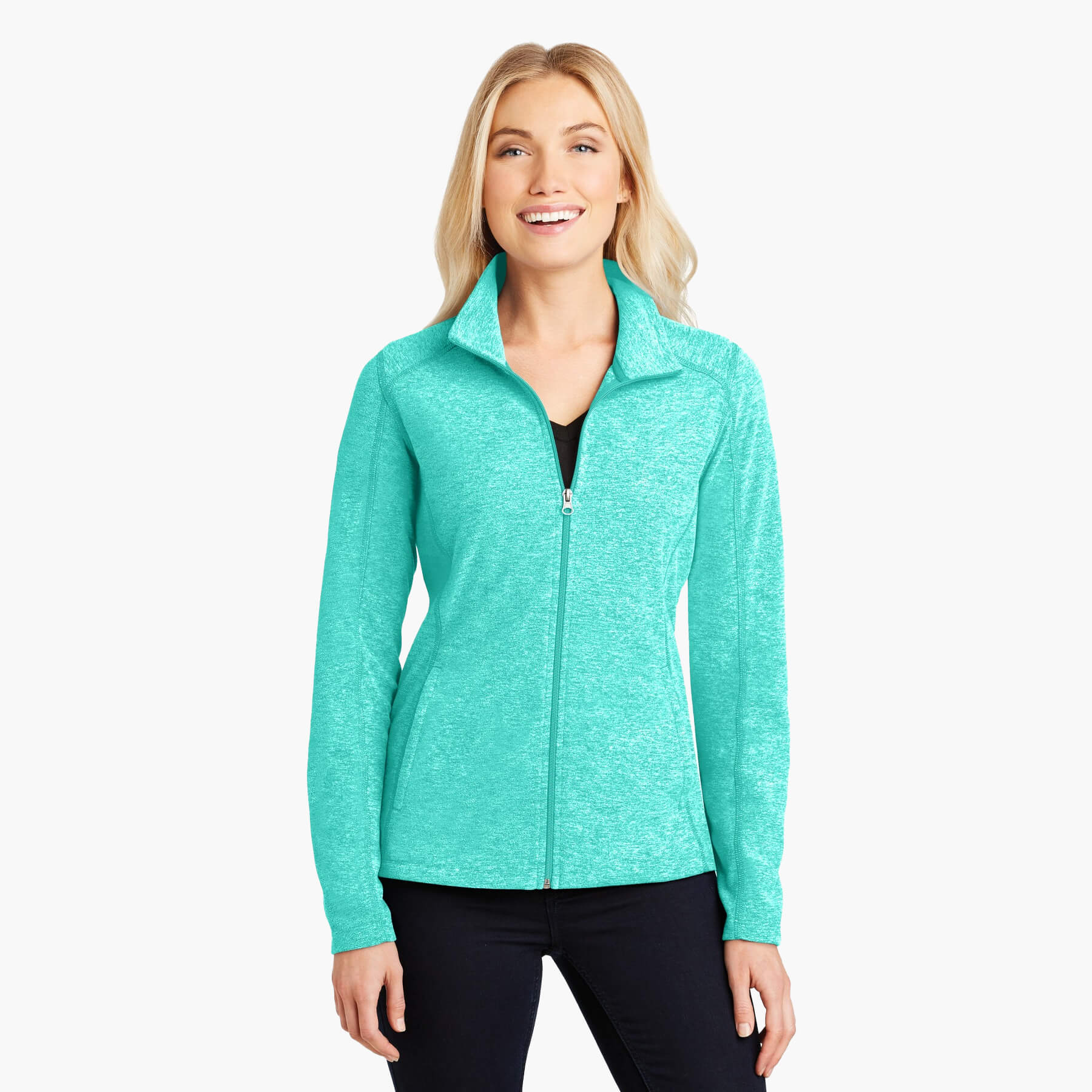 Port Authority Ladies Heather Microfleece Full-Zip Jacket | HALO ...