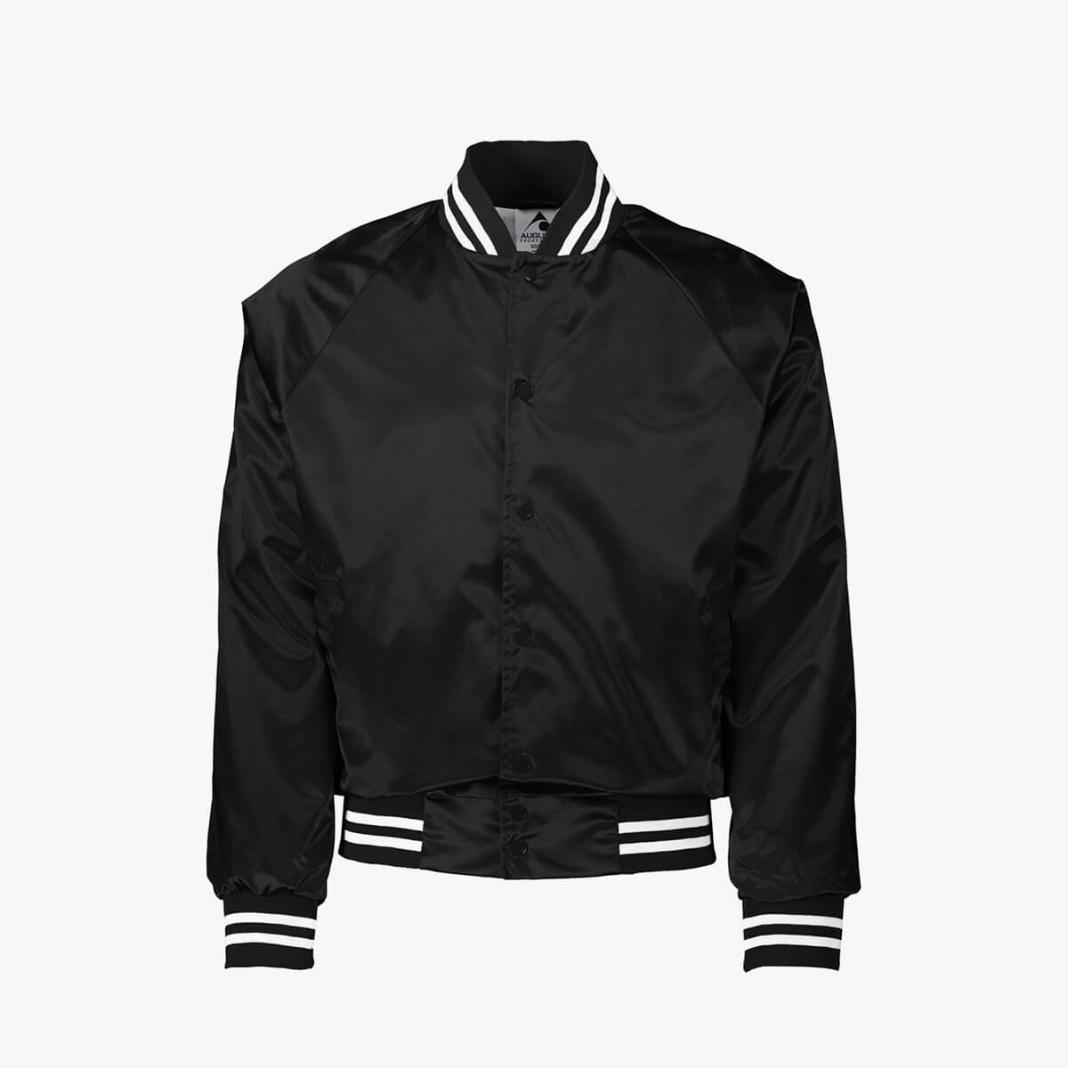 Augusta Unisex Striped Trim Satin Baseball Jacket | HALO Branded Solutions