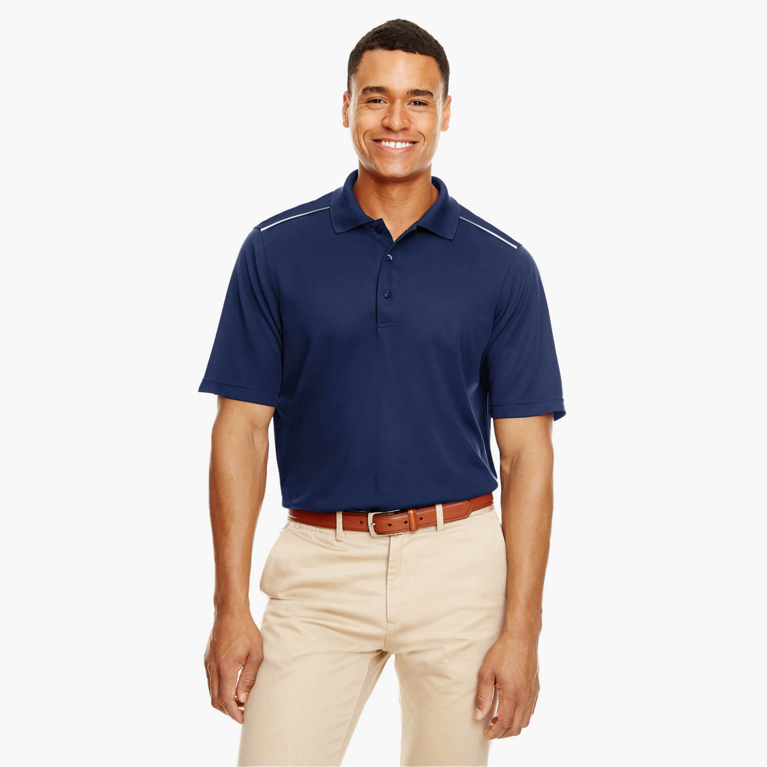 Men's Radiant Performance Piqué Polo with Reflective Piping | HALO ...