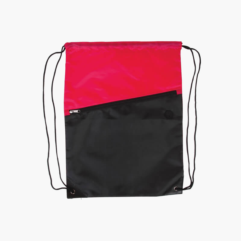 Two-Tone Poly Drawstring Backpack with Zipper | HALO Branded Solutions